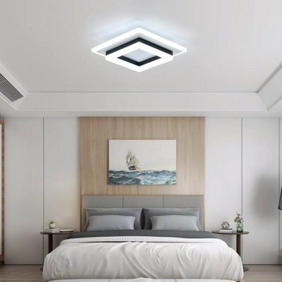 Pheashine Black Square LED Ceiling Light 24W Geometric Acrylic Design ...