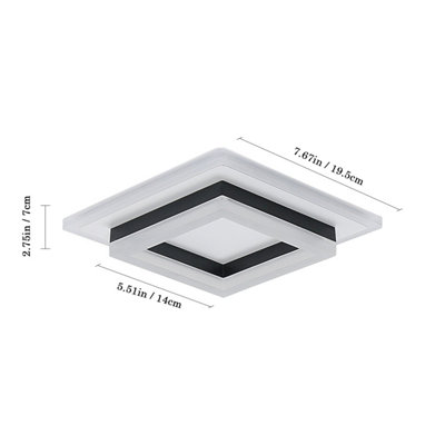 Pheashine Black Square LED Ceiling Light 24W Geometric Acrylic Design ...