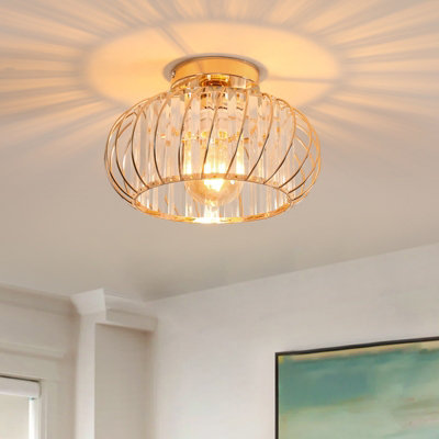 Pheashine French Gold Wrought Iron Ceiling Lamp with Oblique Crystal ...