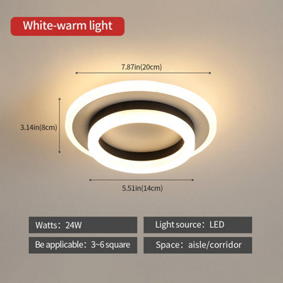 Pheashine Modern Round LED Ceiling Light,24W 2600lm Black Acrylic Warm ...
