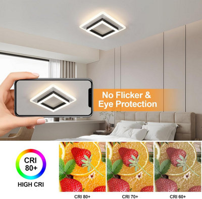 Pheashine Modern Square LED Ceiling Light 30W 4500K Acrylic