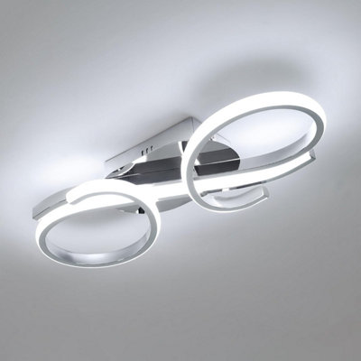 Pheashine Silver Curved LED Ceiling Light, 36W 3350lm 6500K Cool White ...