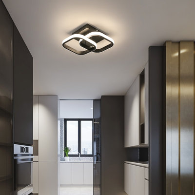 Pheashine Sleek Double Square LED Ceiling Light 19W Black Frame 19cm ...