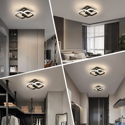 Pheashine Sleek Double Square LED Ceiling Light 19W Black Frame 19cm ...