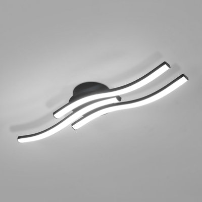 Pheashine Sleek LED Ceiling Light Black Three Parallel 52x12x8cm 6500K ...