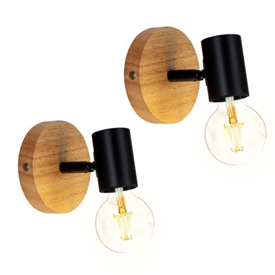 Pheashine Stylish Retro Wall Lamp 2 Pack E27 Edison Bulb Vintage Metal ...