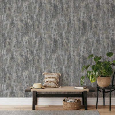 Phelan Texture Charcoal Blown Wallpaper | DIY at B&Q