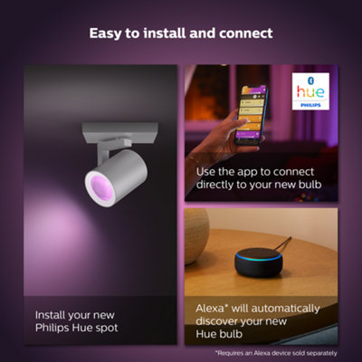 Philips Hue Argent White and Colour Ambiance Single Spotlight Aluminium