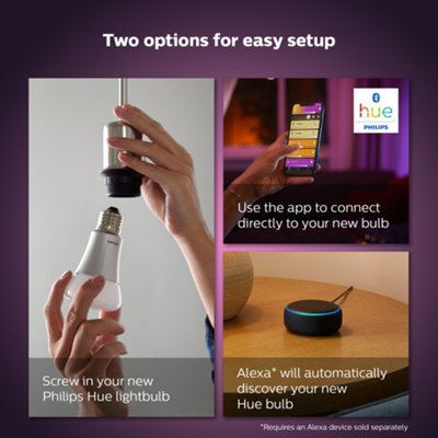PHILIPS HUE WHITE & COLOUR AMBIANCE SMART BULB TWIN PACK LED B22 WITH ...