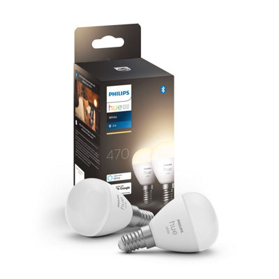 Philips Hue White Lustre E14 Smart Bulb 2-Pack