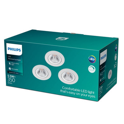Philips LED 3-pack Sparkle White Recessed Spotlights 5W, 27K