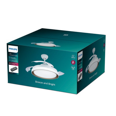 Philips LED Bliss DC Ceiling Fan 28+35W Gold | DIY at B&Q