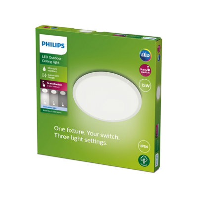 Philips LED SuperSlim Ceiling Light 15W 40K White IP54