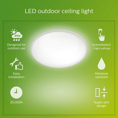 Philips LED SuperSlim Ceiling Light 15W 40K White IP54