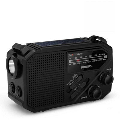 Philips TAR1609-00 Black Portable Radio Torch SOS Alarm Includes Free Gift