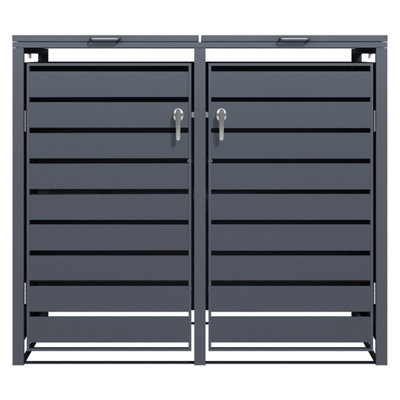 Phoenix GB2213AAK Anthracite Double Wheelie Bin Steel Storage / Bin Store
