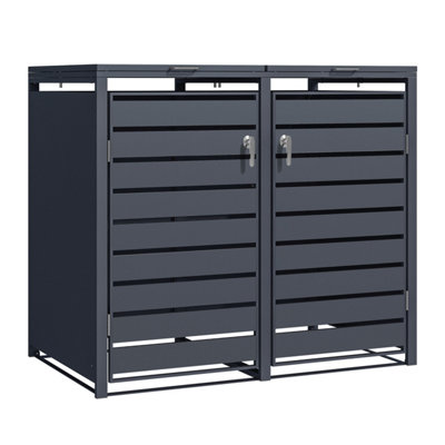 Phoenix GB2213AAK Anthracite Double Wheelie Bin Steel Storage / Bin Store