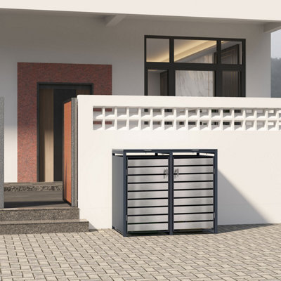 Phoenix GB2213ASK Silver effect Double Wheelie Bin Steel Storage / Bin ...