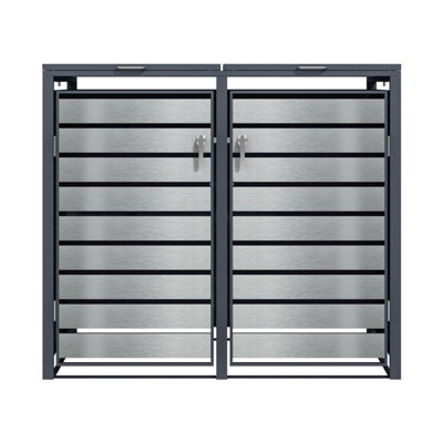 Phoenix GB2213ASK Silver effect Double Wheelie Bin Steel Storage / Bin ...