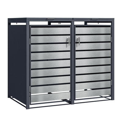 Phoenix GB2213ASK Silver effect Double Wheelie Bin Steel Storage / Bin ...