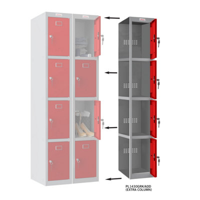 Phoenix PL Series PL1430GRK/ADD 1 Column 4 Door Add On Locker Grey Body ...