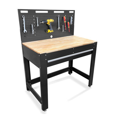 Phoenix Premium Tool Workbench with rubber wood work surface at B&Q