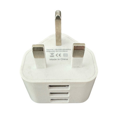 PhonePro 5W Triple Port USB-A 3 Pin UK Plug Wall Charger Power Adapter