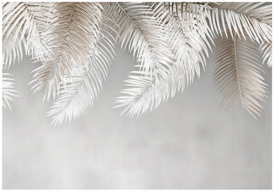 Photo Wallpaper Leaves Beige Bedroom Non-Woven Wall Mural Modern 400x280 cm