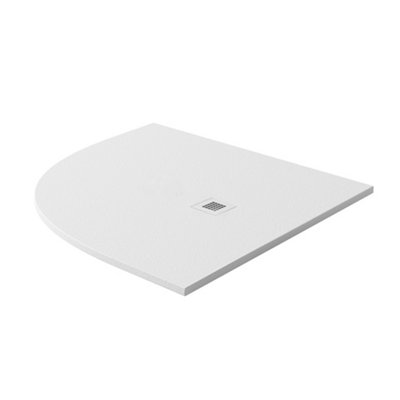 Pia Left Hand Offset Quadrant White Slate Effect Shower Tray ...