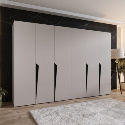 Piano I Hinged Door Wardrobe 300cm - Cashmere Modern Six-Door Wardrobe ...