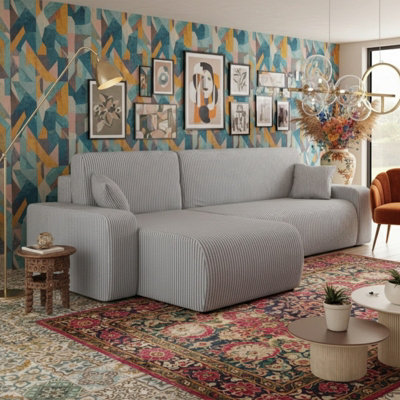 PIANO L Modern Corduroy Corner Sofa POSO Soft Large Sofa Bed 130200 DL ...