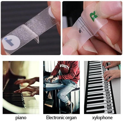 Piano Note Sticker Sheet for Keyboards with 37-88 Keys, Transparent ...