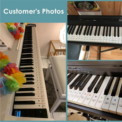 Piano Note Sticker Sheet for Keyboards with 37-88 Keys, Transparent ...
