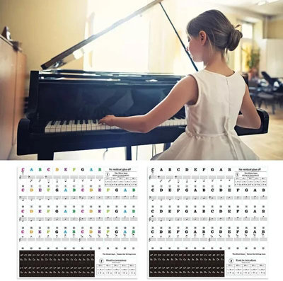 Piano Note Sticker Sheet for Keyboards with 37-88 Keys, Transparent ...