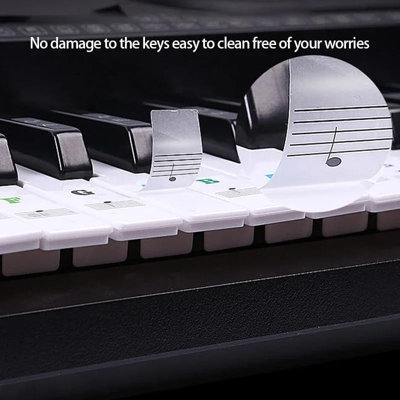 Piano Note Sticker Sheet for Keyboards with 37-88 Keys, Transparent ...