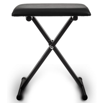 PIANO STOOL KEYBOARD BENCH BLACK PADDED SEAT CUSHION CHAIR ADJUSTABLE ...