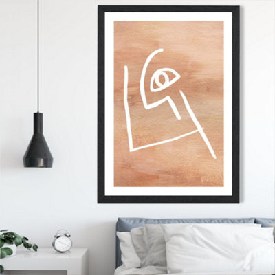 Picasso Style Abstract Terracotta Face Framed Print SIZE: A2 with Black ...