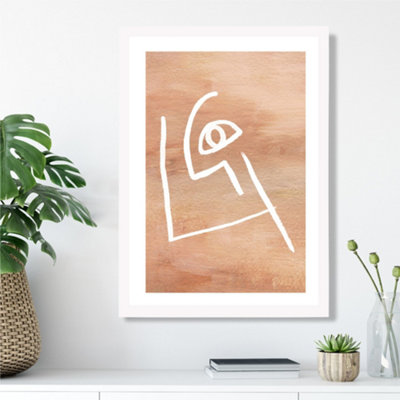 Picasso Style Abstract Terracotta Face Framed Print SIZE: A3 with White ...