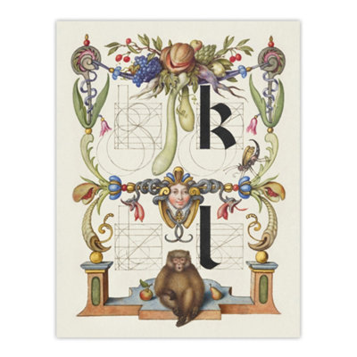 Pictorial Letter Guide K and l Calligraphy Wall Art Poster Print 12X16"