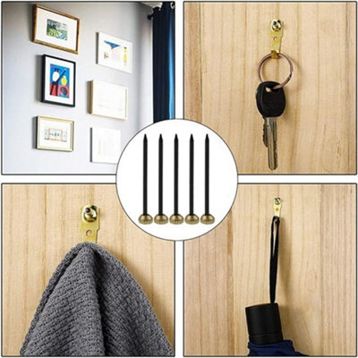 Picture Photo Hanging Hook Pins Knurled Brass Head Strong & Secure ...