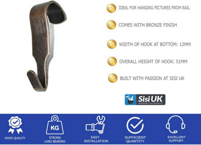 Picture Rail Hooks Bronze Narrow Picture Rail Hooks Heavy Duty Gallery ...
