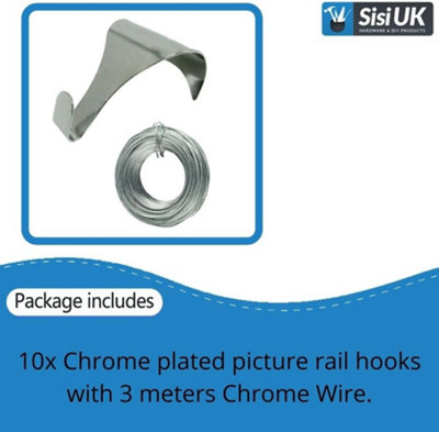 Picture Rail Hooks Dado Rail Picture Hooks Chrome Moulding Hooks 3m ...