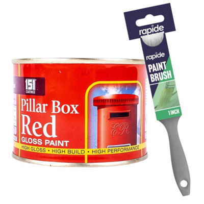 Pillar Box Red Paint 180ml + Paint Brush