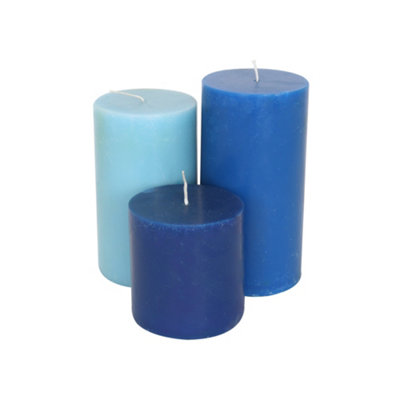Pillar Candle Set of 3 Blue Candles by Laeto Ageless Aromatherapy
