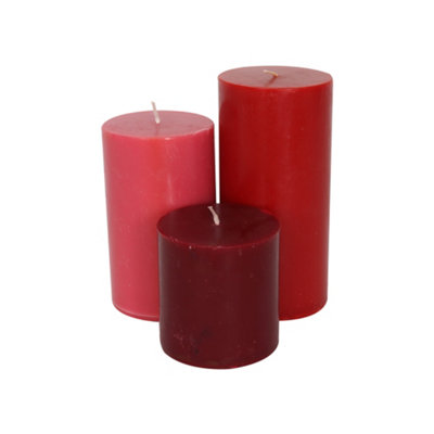 Pillar Candle Set of 3 Red Candles by Laeto Ageless Aromatherapy