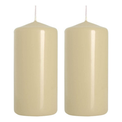 Pillar Candles, Pack of 2, Unscented, Long Burning Time, 10 x 5 cm / 4 ...
