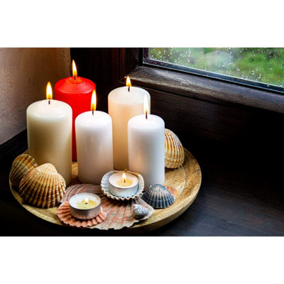 Pillar Candles, Pack of 2, Unscented, Long Burning Time, 10 x 5 cm / 4 ...