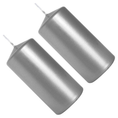 Pillar Candles, Pack of 2, Unscented, Long Burning Time, 10 x 5 cm / 4 ...