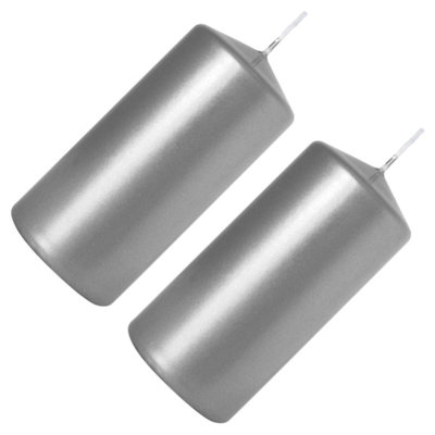 Pillar Candles, Pack of 2, Unscented, Long Burning Time, 10 x 5 cm / 4 ...