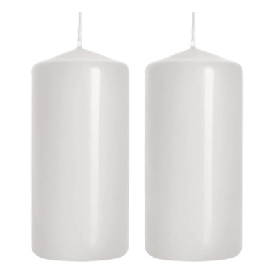 Pillar Candles, Pack of 2, Unscented, Long Burning Time, 10 x 5 cm / 4 ...